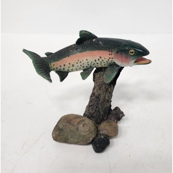 Vintage | Accents | Vintage Diorama Fish Figurine Resin Tree Bark Rocks ...